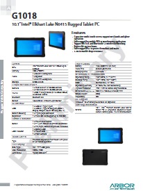 G1018 Datasheet 仕様書 ARBOR Technology | イプロスものづくり