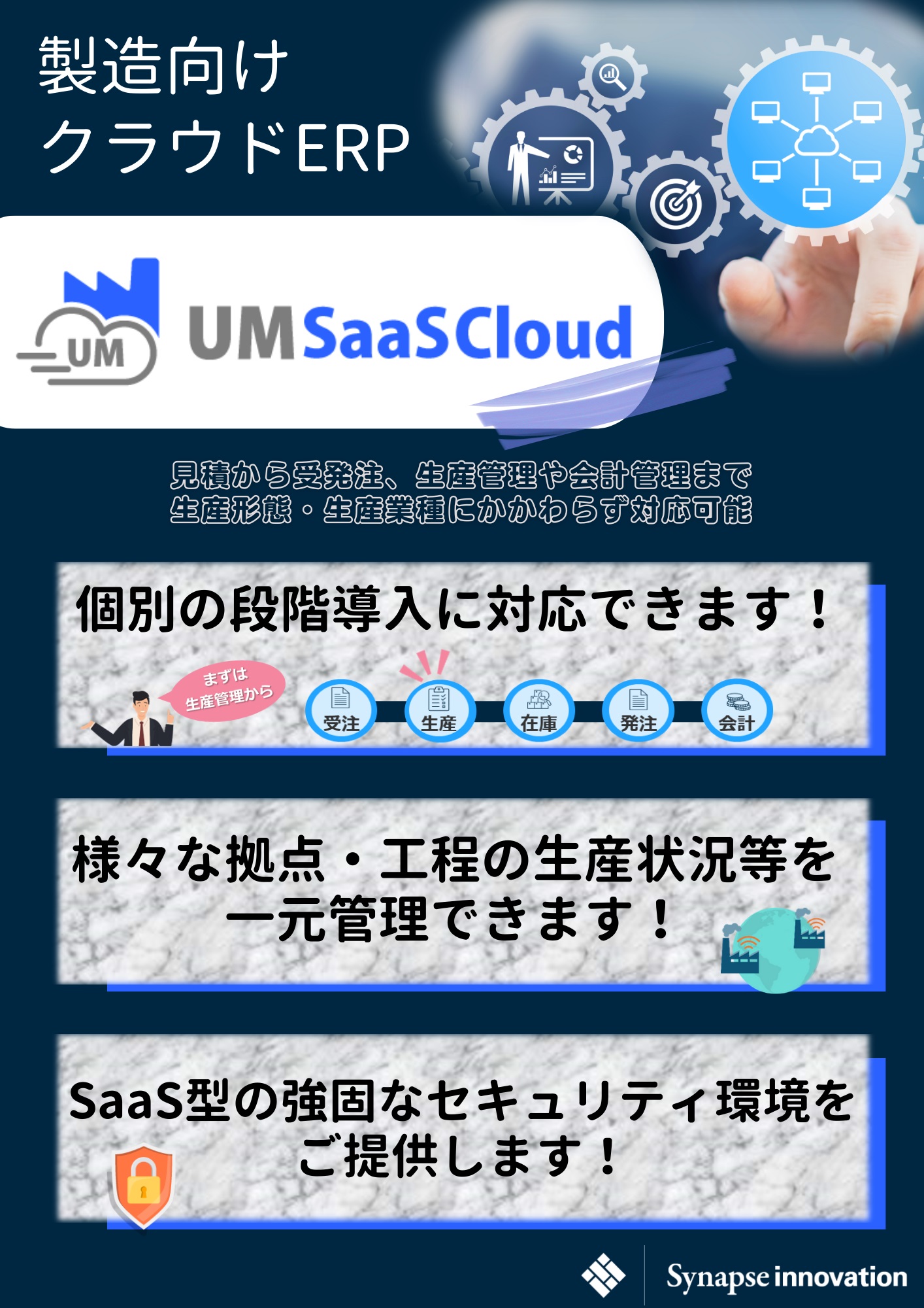 セキュリティが強みのクラウド生産管理システム『UM SaaS Cloud』 製品カタログ シナプスイノベーション | イプロスものづくり