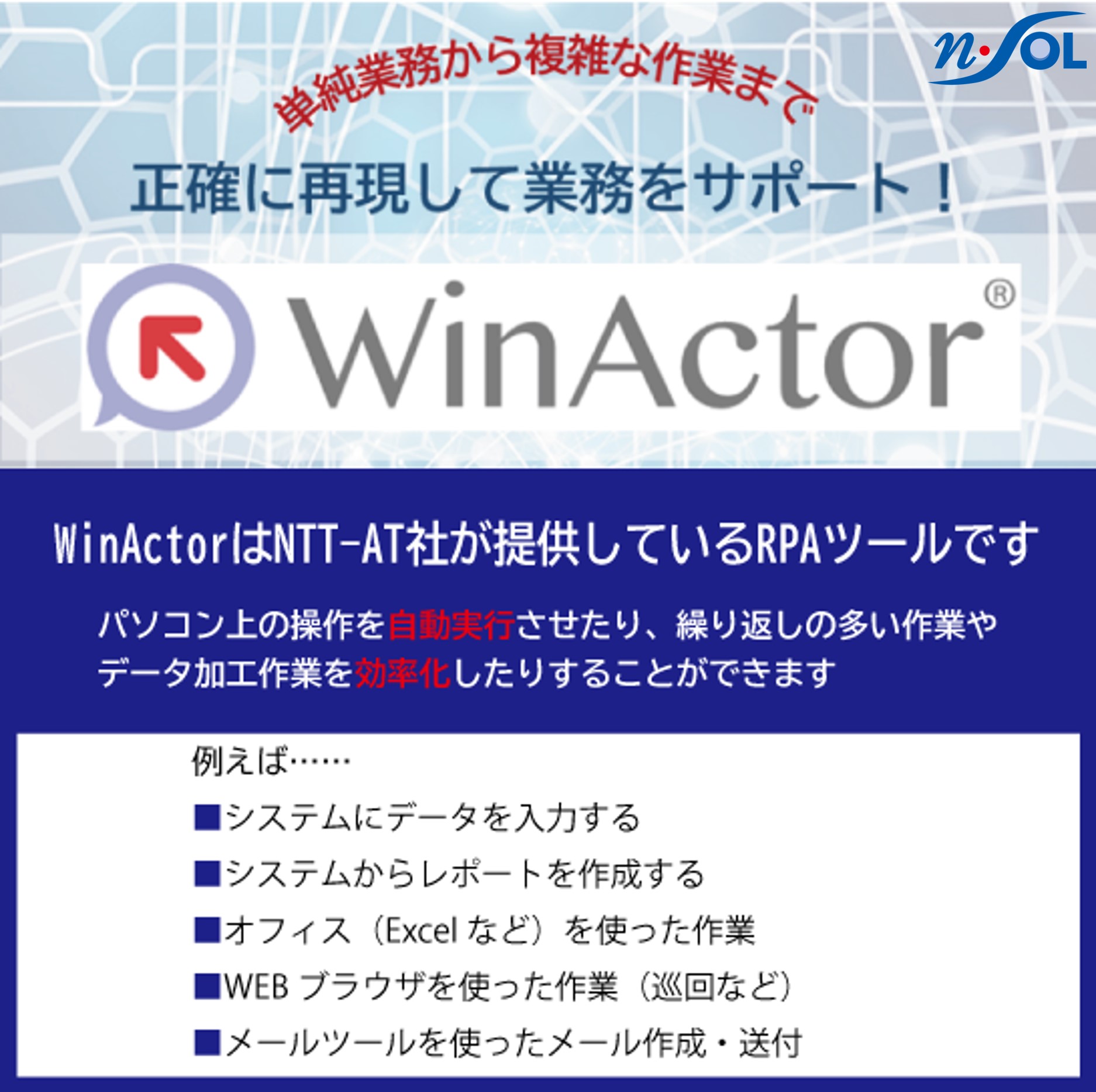 業務の自動化「RPA（WinActor）」トータルサポート NDSソリューション | イプロスものづくり