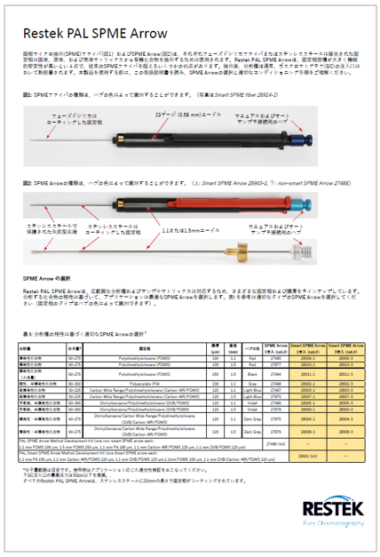 【資料】Restek PAL SPME Arrow 取扱説明書 Restek | イプロスものづくり