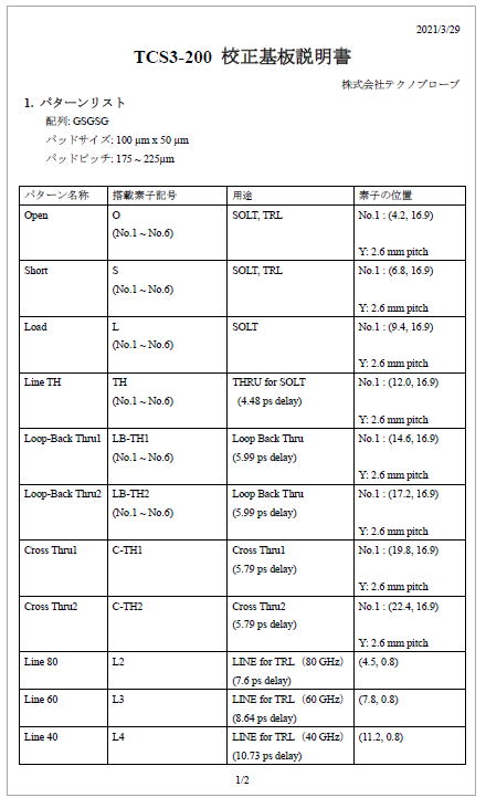 【資料】TCS3-200 校正基板説明書 テクノプローブ | イプロスものづくり